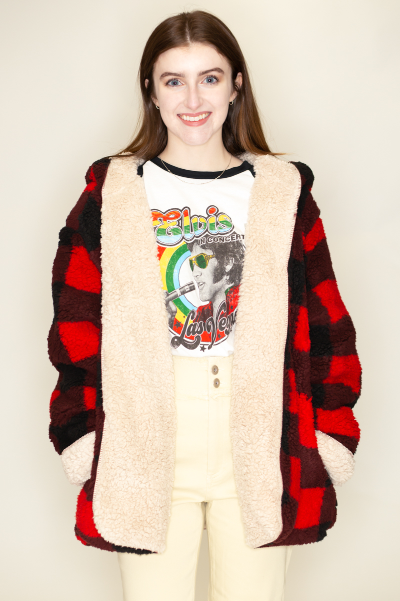 Love Tree Reversible Buffalo Plaid Sherpa Jacket